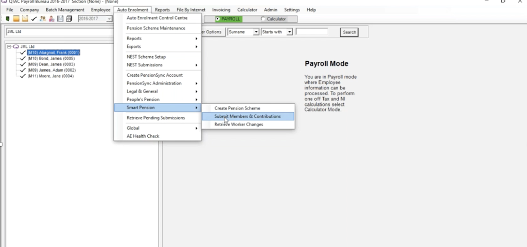 Submit Members and Contributions – PensionSync